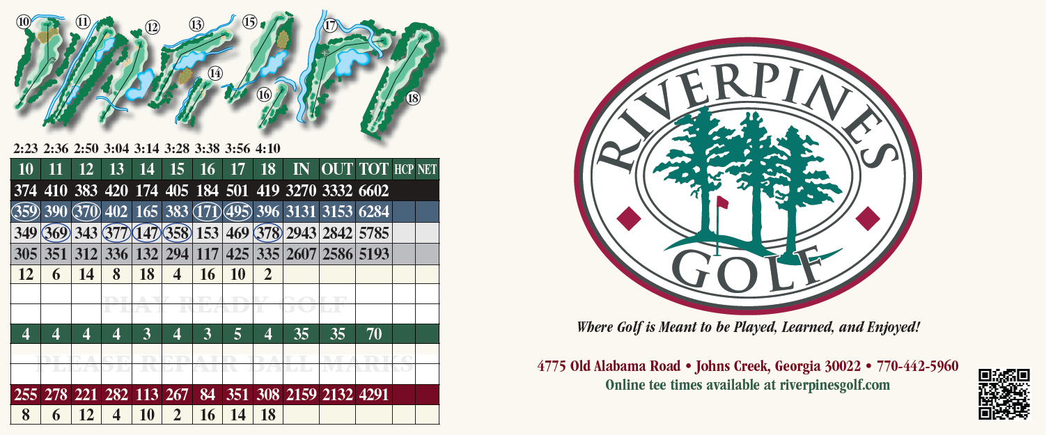 Scorecard - RiverPines Golf